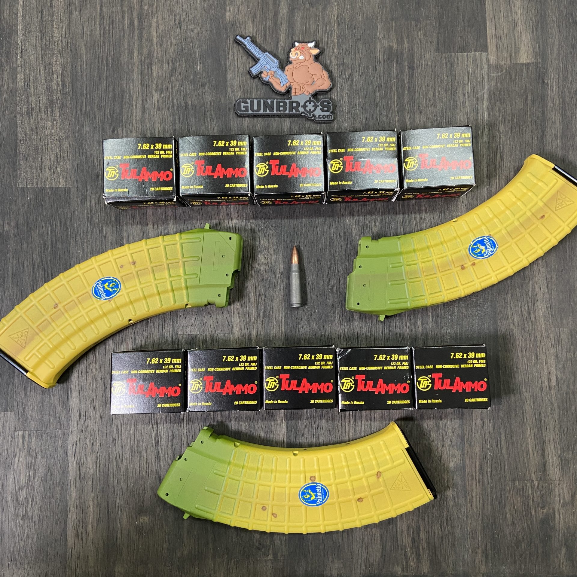 200rds TulAmmo 7.62x39mm 122gr FMJ w/ 3pk PSA AK47 Banana Mags ...